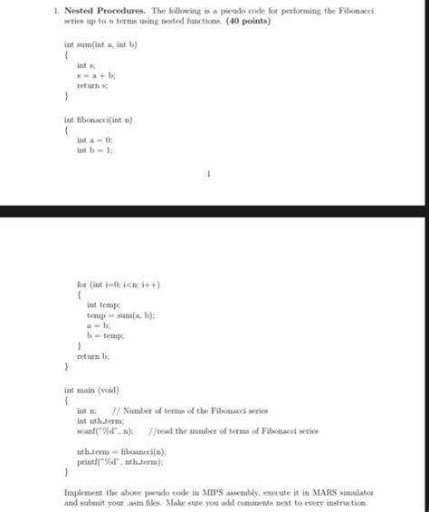 solved 1 nested procedures the following is a pseudo code
