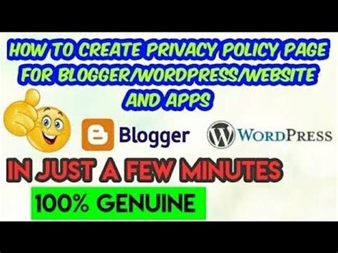 How To Create Privacy Policy Page In Blogger Website Wordpress