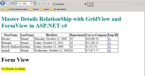 asp 4 tutorials master details relationship in c gridview detailsview dataset