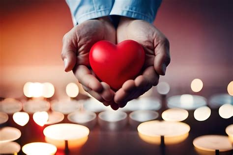 Una persona con un corazón en sus manos Foto Premium