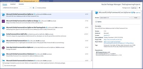 introduction to entity framework core the engineering projects