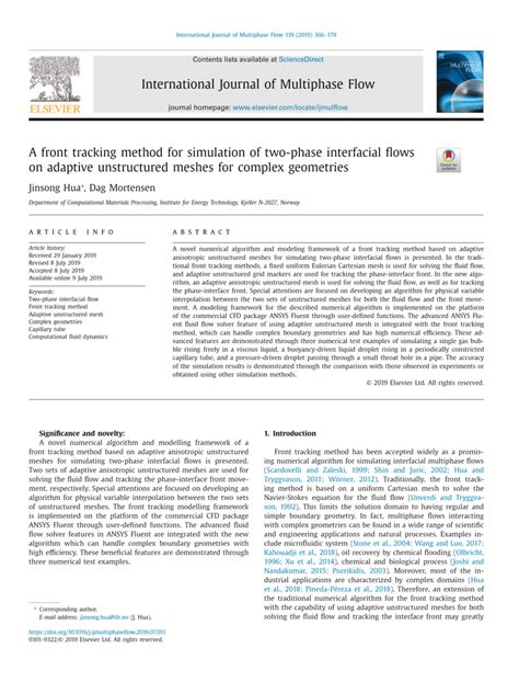 pdf a front tracking method for simulation of two phase interfacial flows on adaptive