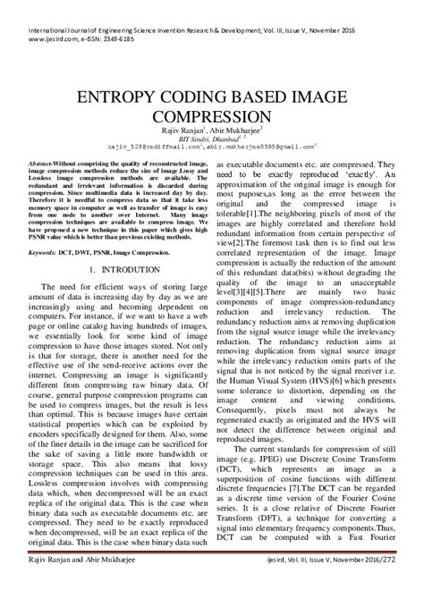 pdf entropy coding based image compression abir mukherjee