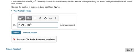 Solved If Solar Radiation Is 1180 W M2 How Many Photons Chegg