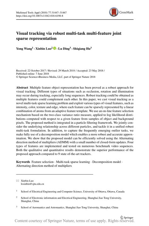 visual tracking via robust multi task multi feature joint sparse representation request pdf