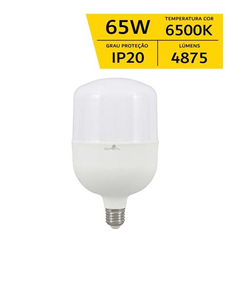 Lâmpada LED Bulbo Alta Potência 65W IP20 Bivolt 6 500K