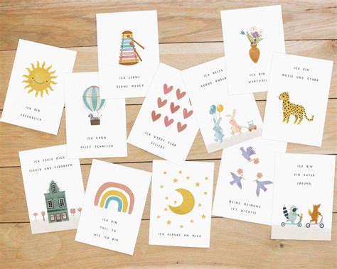 Affirmationskarten für Kinder 12er Set Ermutigung positive