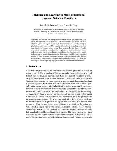 pdf inference and learning in multi dimensional bayesian network classifiers