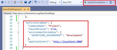role of launchsettings json file in asp net core mvc