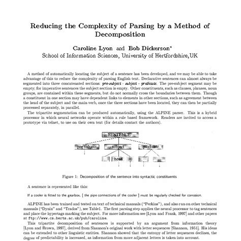 reducing the complexity of parsing by a method of decomposition acl anthology