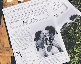 La Gazette des Mariés 2 pages Etsy France