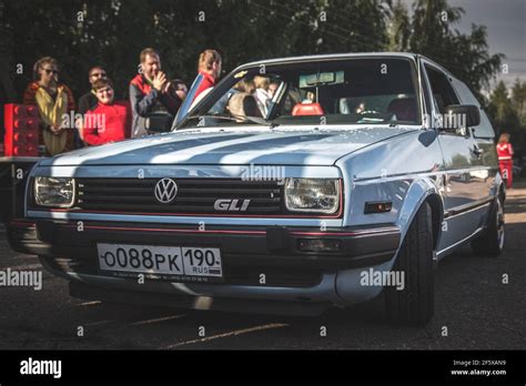 Moscow Russia July 6 2019 White Volkswagen Golf Of The Second