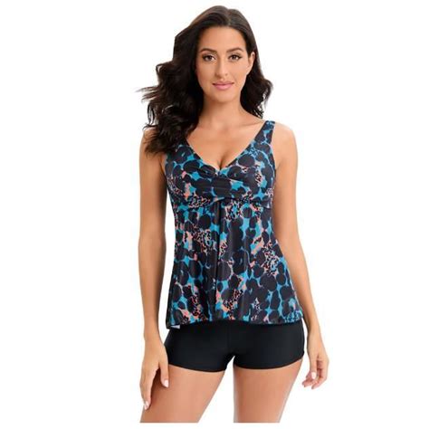 Maillot De Bain Deux Pièce Tankini Femmes Push Up Bikini Vintage