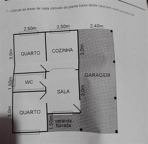 calcule as áreas de cada cômodo da planta baixa desta casa brainly br