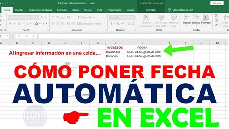 Como Poner La Fecha En Excel Automaticamente Image To U