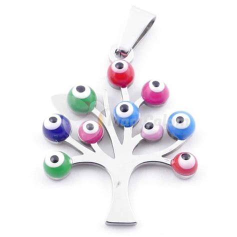 Colgante Rbol De La Vida Acero Con Ojo Turco Magicolom