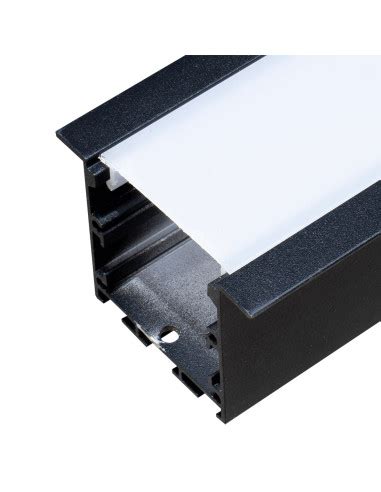 Perfil Aluminio Empotrar Metros Negro X X Con Difusor Opal