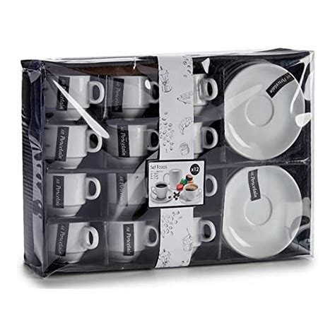 Juego de Tazas de Café Blanco Porcelana 11 8 x 1 6 x 11 8 cm 12