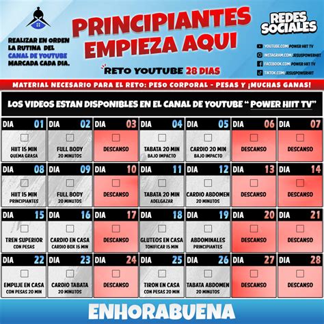 PLAN DE ENTRENAMIENTO EJERCICIOS EN CASA PARA PRINCIPIANTES POWER HIIT TV