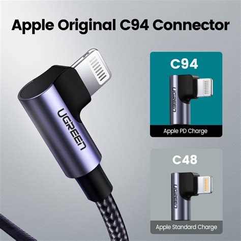 USB C sang Lightning dài 1 dạng góc 90 độ MFI cổng USB C ra