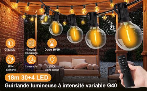 SUNNEST Guirlande Lumineuse Exterieure avec Télécommande Ampoules