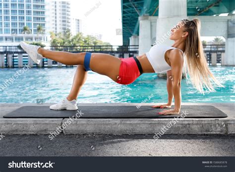Fitness Woman Doing Exercise Glutes Resistance库存照片1588685878 Shutterstock