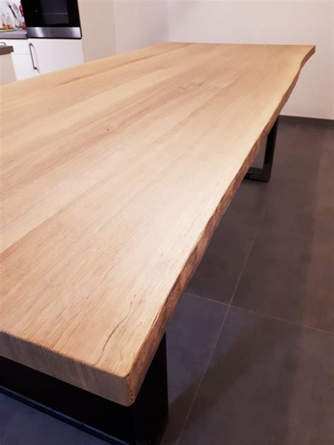 Table En Ch Ne Massif Avec Bords Bruts Diffels Menuiserie