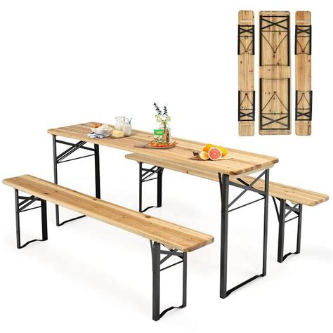 Popular German Outdoor Backyard Folding Wooden Beer Table Bench Set China Beer Table Set And