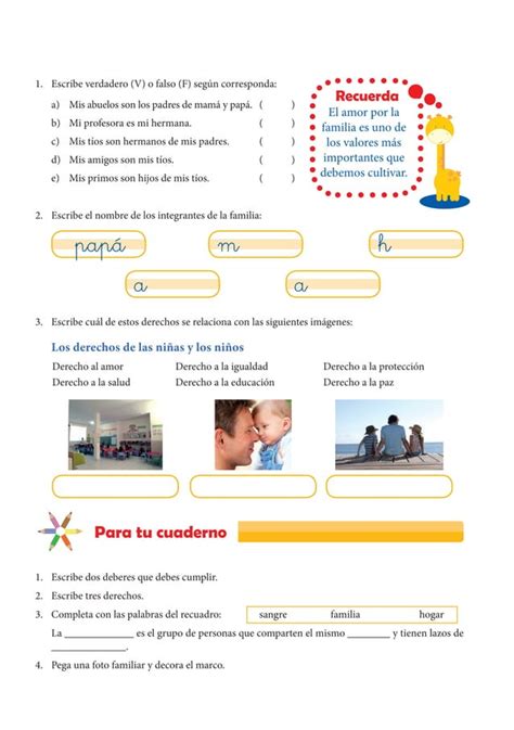 Mi Familia Para Primer Grado De Primaria Pdf