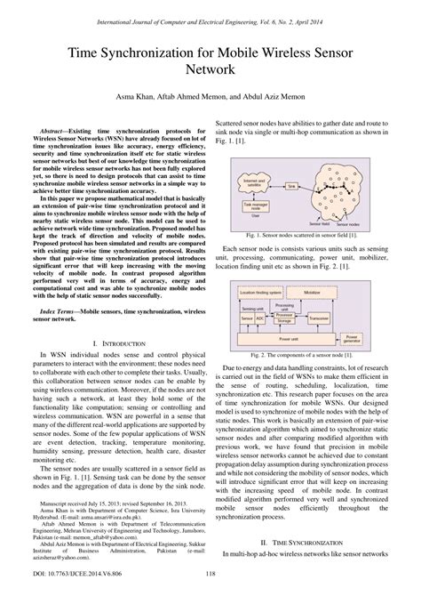 pdf time synchronization for mobile wireless sensor network