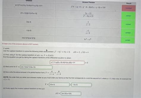 solved 1 point use the laplace transform to solve the