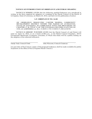 Fillable Online NOTICE IS HEREBY GIVEN That The Following Entitled