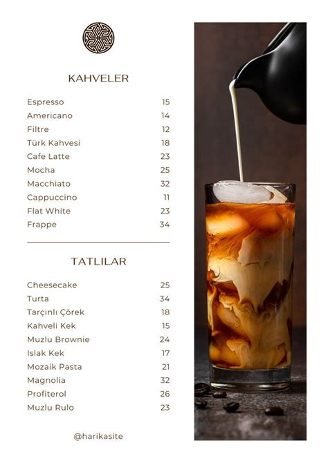 Free Menu Design Kahverengi Minimalist Sade Modern Kahve Tatl Men