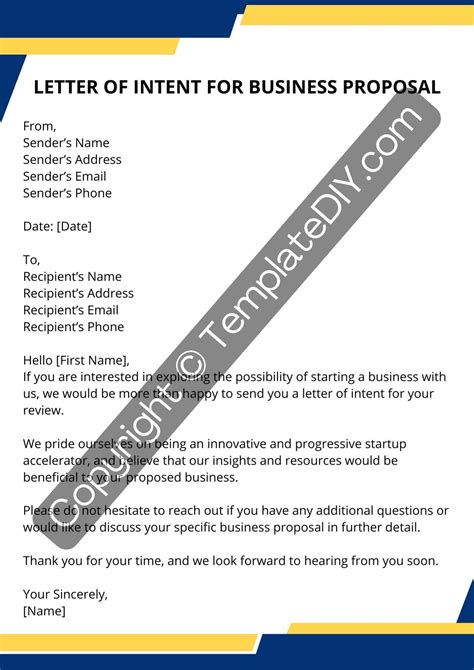 Letter Of Intent For Business Proposal Sample In Pdf Word
