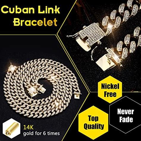 JeweBelle 14MM Panzerkette Herren 18K Vergoldet Weißgold Iced Out Miami