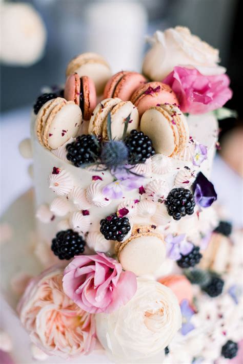 Summer Peony Blackberry Macaron Wedding Cake Wedding Desserts Fun