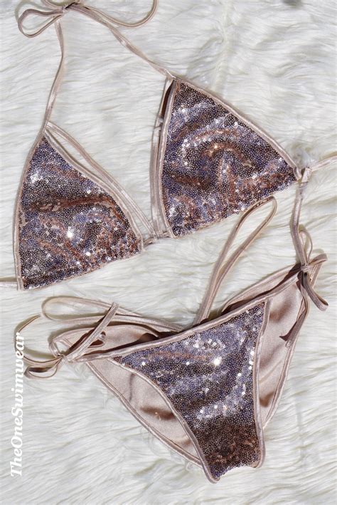 Sequin Bikini Custom Made Unique Bikinis Trendy Swimwear Cute