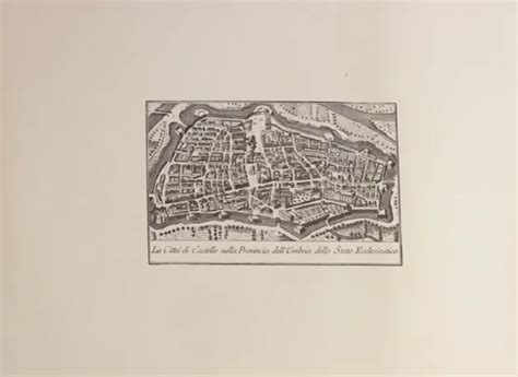 CITTA CASTELLO UMBRIA Mappa Carta Geografica Antiche Citta Italiane