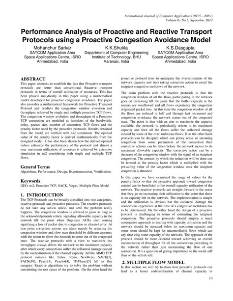 pdf performance analysis of proactive and reactive transport protocols using a proactive