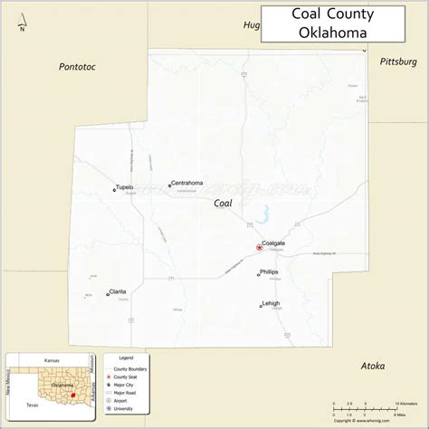 Map Of Coal County Oklahoma Where Is Located Cities Population