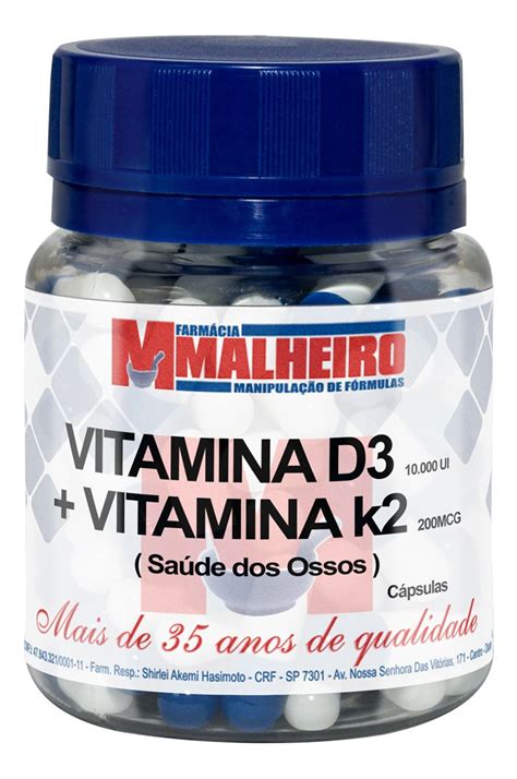 Vitamina D3 10 000 Ui Vitamina K2 Mk7 200mcg 30 Cápsulas Mercado Livre