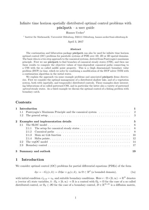 pdf infinite time horizon spatially distributed optimal control problems with pde2path a