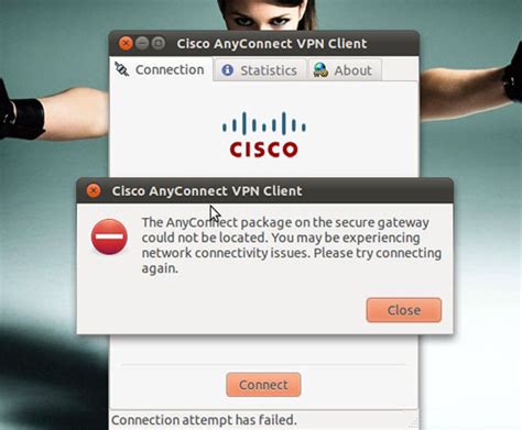 cisco error connecting to a vpn client