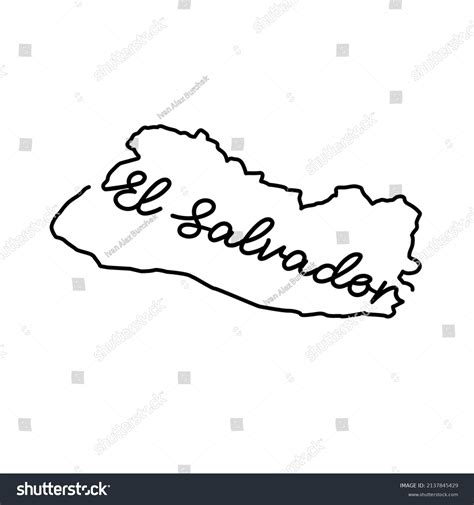 El Salvador Outline Map Handwritten Country Stock Vector Royalty Free