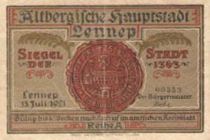 Banknote Pfennig German Notgeld Lennep Grm