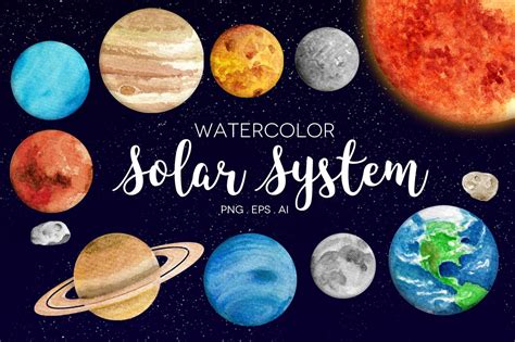 Watercolor Solar System Clipart PNG 329344 Illustrations Design