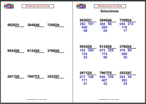 Divisiones de dos cifras Matemáticas Gratis
