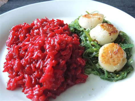 Rote Bete Risotto Mit Jakobsmuscheln Chilirosen
