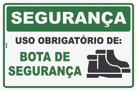 Placa Sinalização Uso Obrigatório De Bota Segurança 20x30cm