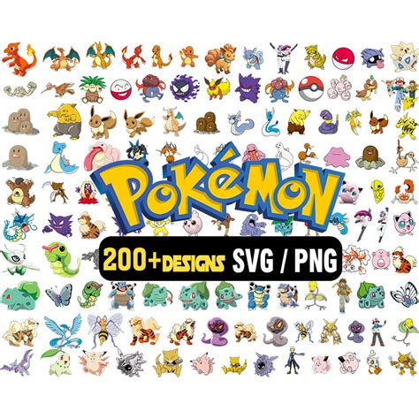 Pokemon Bundle Layered SVG Bundle Png Cricut Cut Files Layered